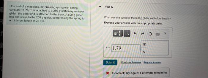 Solved One end of a massless, 30-cm-long spring with spring | Chegg.com