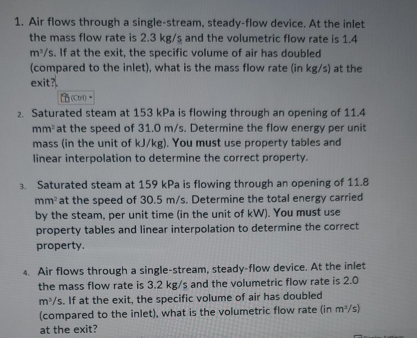 Solved 1. Air flows through a single-stream, steady-flow | Chegg.com