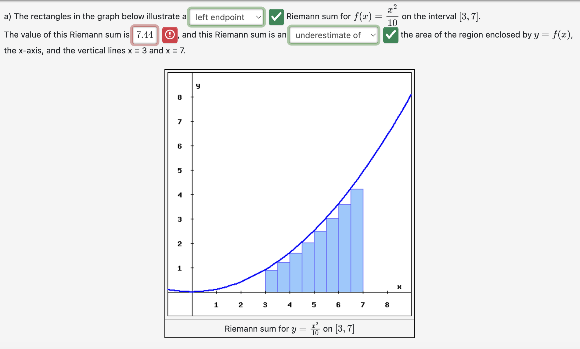 Solved by an EXPERT aVRiemann sum for f(x)=x210 on ﻿the interval 3,7.The | Chegg.com