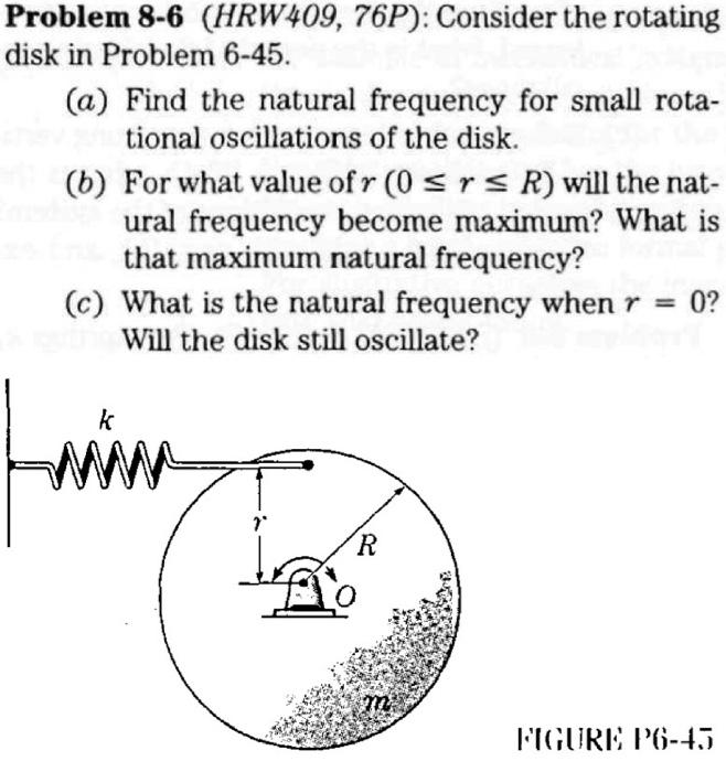 Solved Problem 8-6 (HRW409,76P) : Consider the rotating tisk | Chegg.com