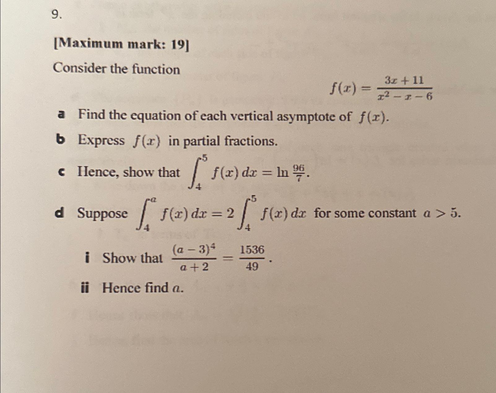 Solved [Maximum mark: 19]Consider the | Chegg.com