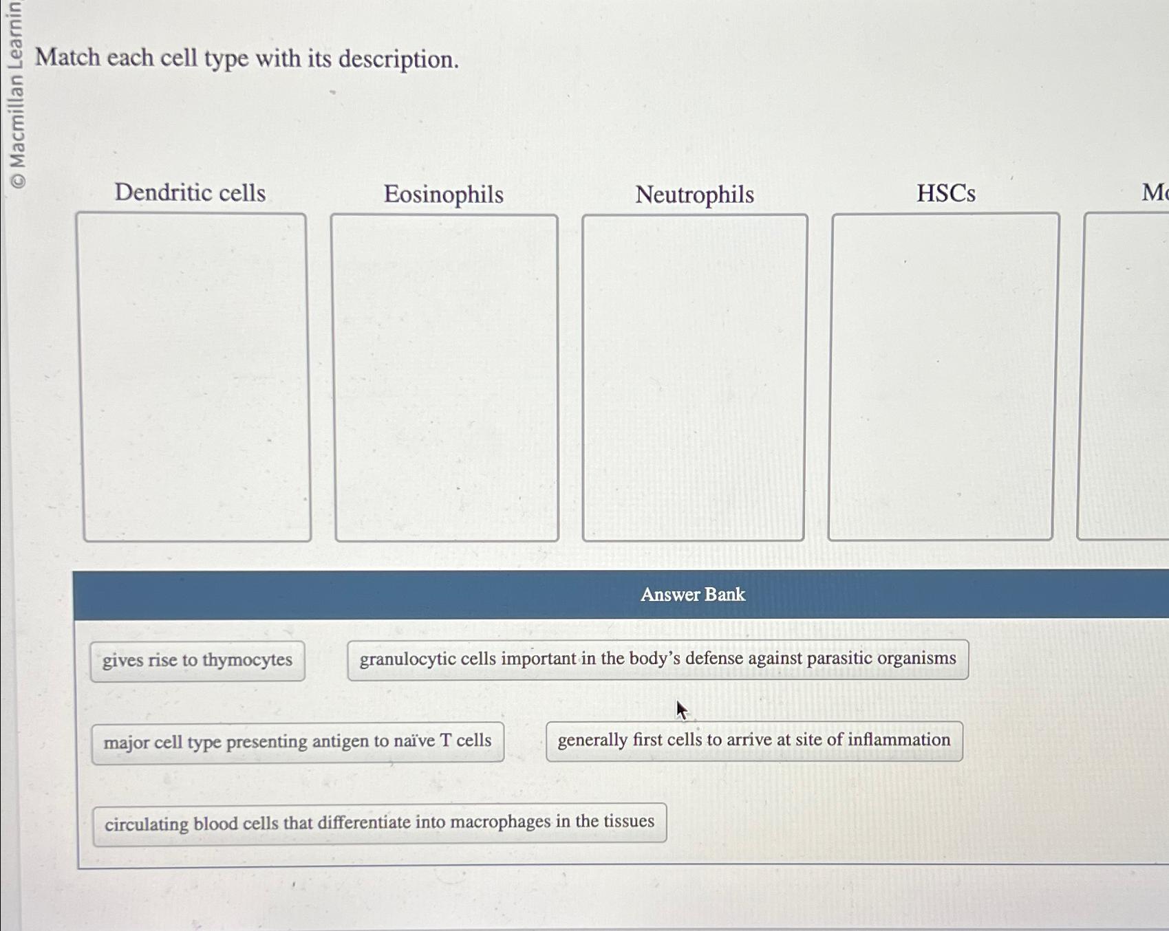Solved obrace(-1) ﻿Match each cell type with its | Chegg.com