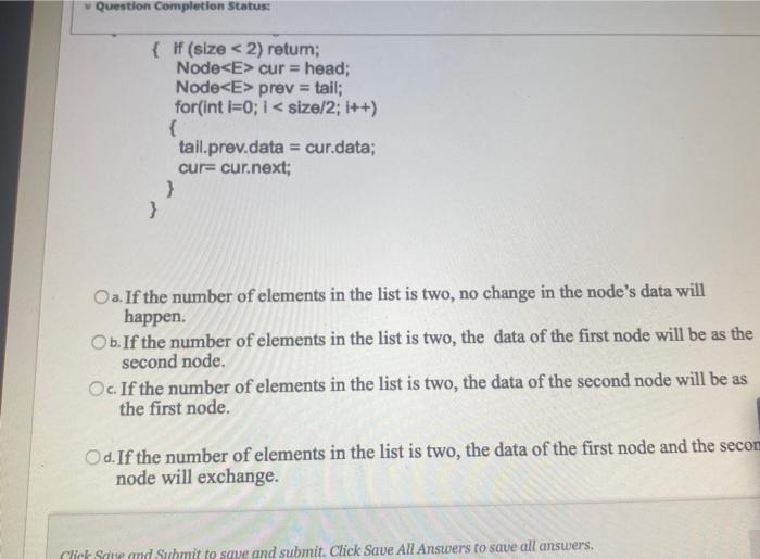 Solved Question Completion Status { if (size