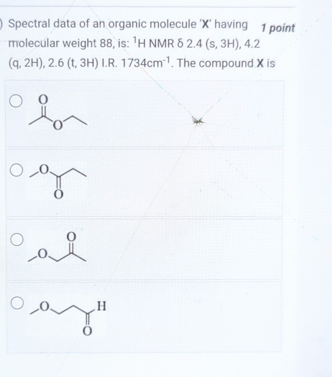 Solved Spectral data of an organic molecule ' x ' ﻿having1 | Chegg.com