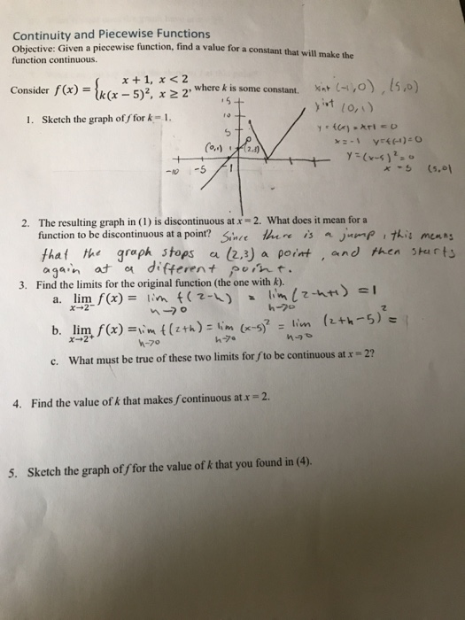 Solved Continuity and Piecewise Functions Objective: Given a | Chegg.com
