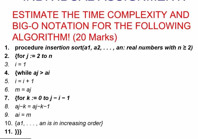 Solved ESTIMATE THE TIME COMPLEXITY AND BIG-O NOTATION FOR | Chegg.com