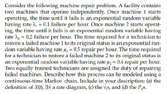 Solved Consider the following machine repair problem. A | Chegg.com
