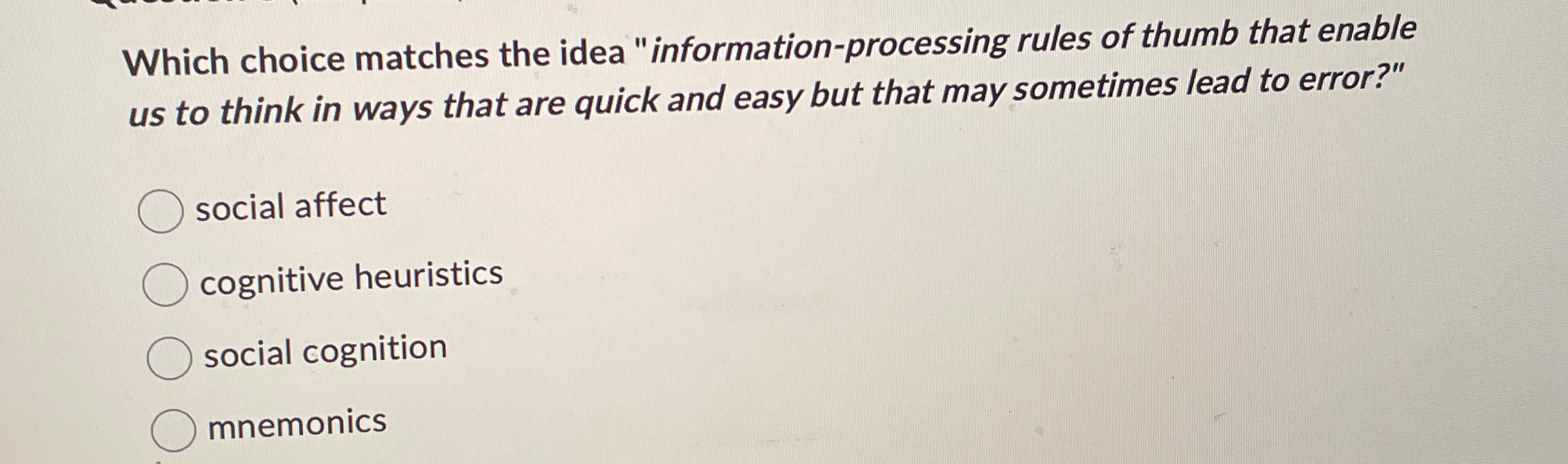 Solved Which choice matches the idea "information-processing | Chegg.com