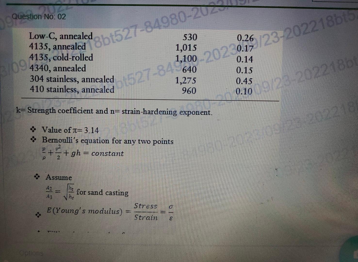 Solved Filling time in casting for top gate Tf=Ag×2ghVm * | Chegg.com