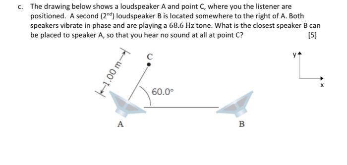 Solved c. The drawing below shows a loudspeaker A and point | Chegg.com
