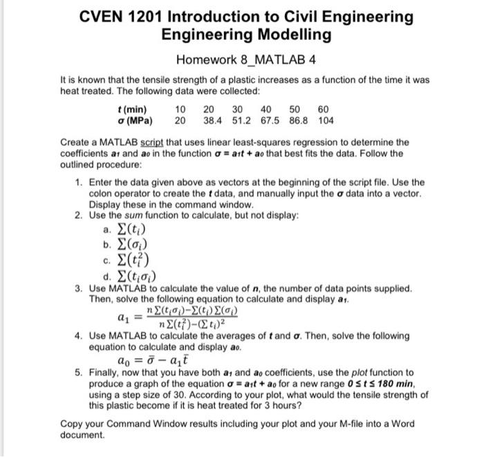Solved CVEN 1201 Introduction to Civil Engineering | Chegg.com