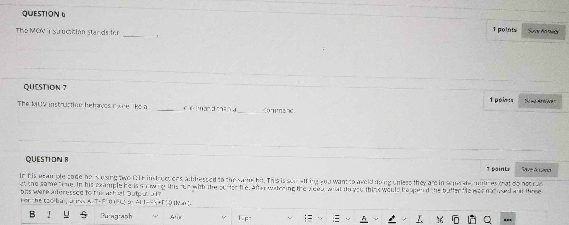 Solved The MOV instructition stands for 1 points QUESTION 7 | Chegg.com