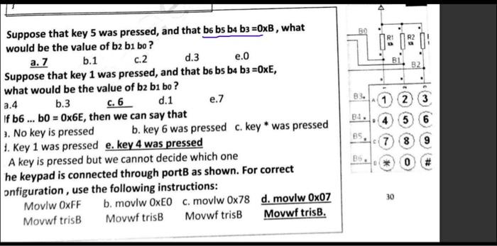 Solved Suppose that key 5 was pressed, and that b6 bs b4 b3 | Chegg.com