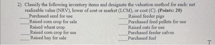 Solved 2) Classify the following inventory items and | Chegg.com