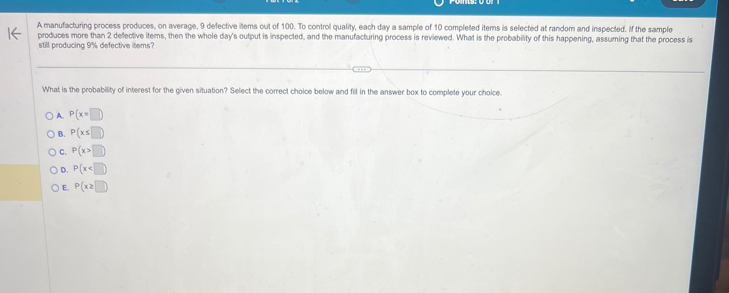 Solved A manufacturing process produces, on average, 9 | Chegg.com