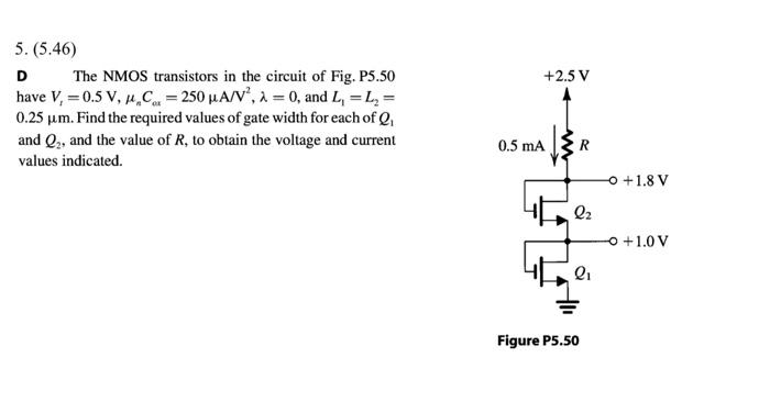 Solved 5. (5.46) D The NMOS transistors in the circuit of | Chegg.com