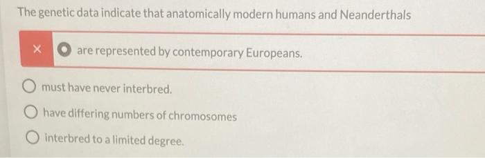 Solved The genetic data indicate that anatomically modern | Chegg.com