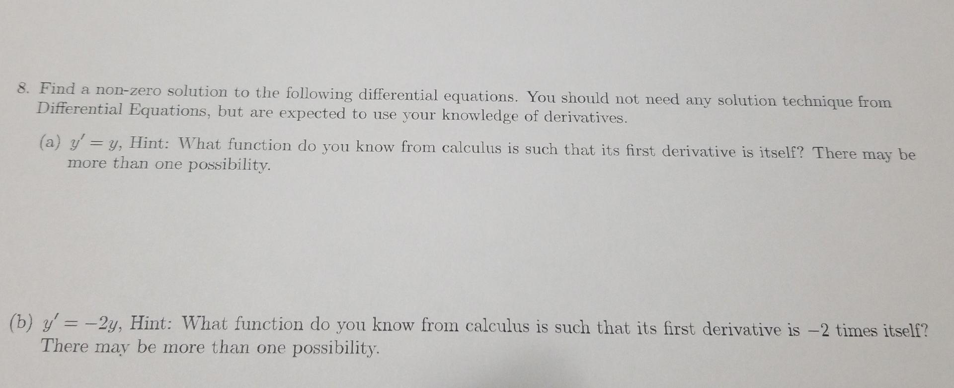 Solved 8. Find a non-zero solution to the following | Chegg.com