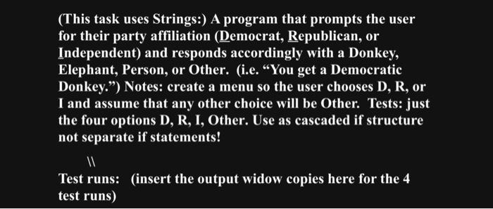 Solved (This task uses Strings:) A program that prompts the | Chegg.com