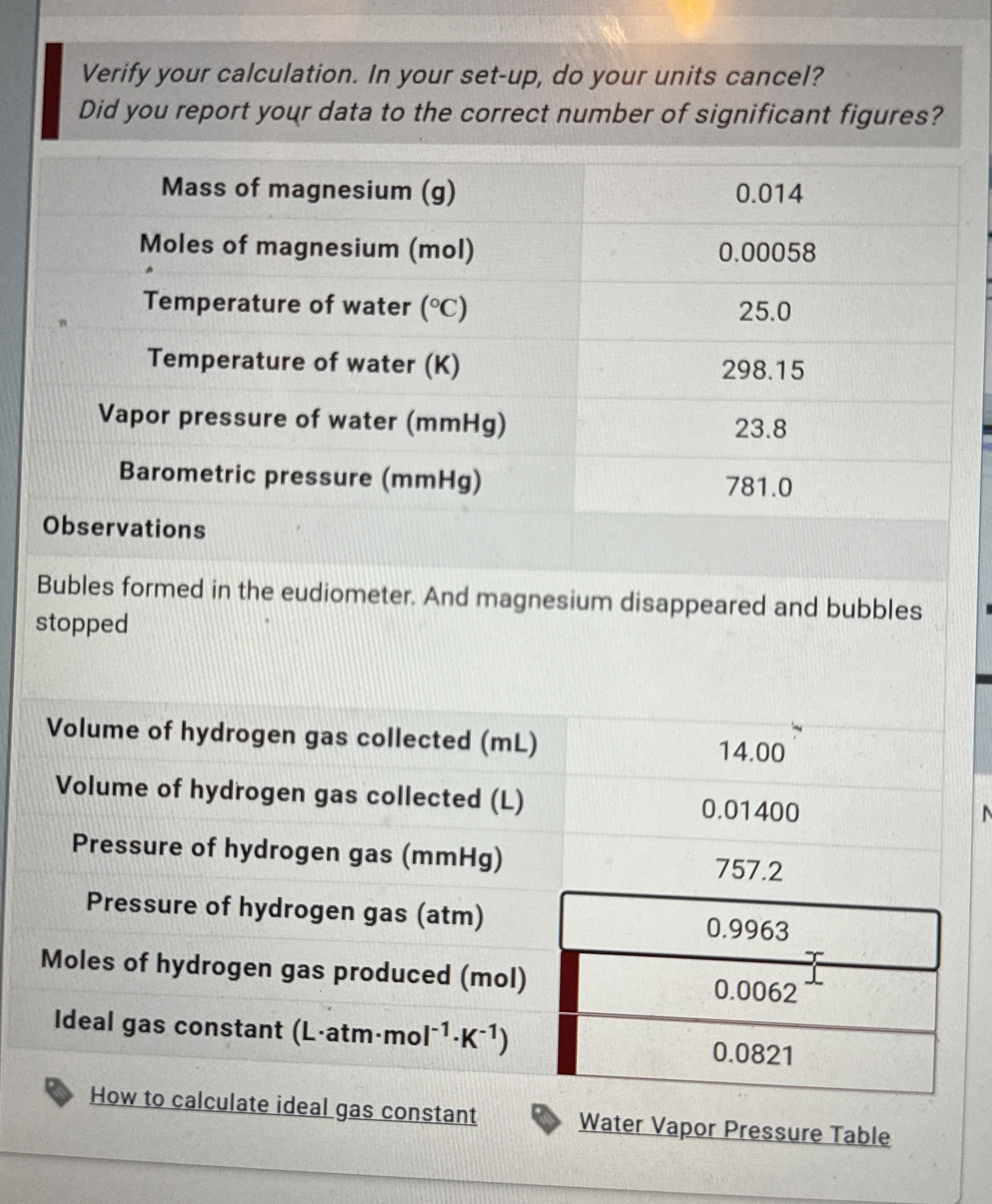 Solved Lab DataVerify your calculation. In your set-up, ﻿do | Chegg.com