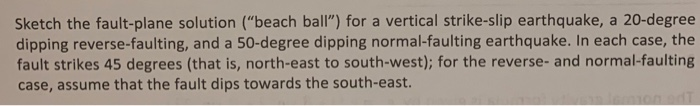 Solved Sketch the fault-plane solution ("beach ball") for a | Chegg.com