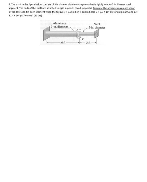Solved 4. The shaft in the figure below consists of 3 in | Chegg.com