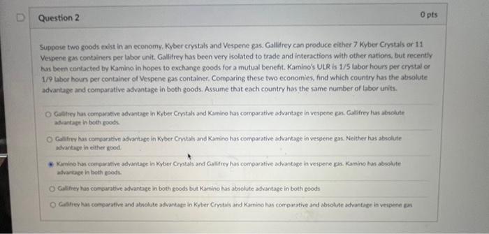 Solved Suppose two goods exist in an economy, Kyber crystals | Chegg.com