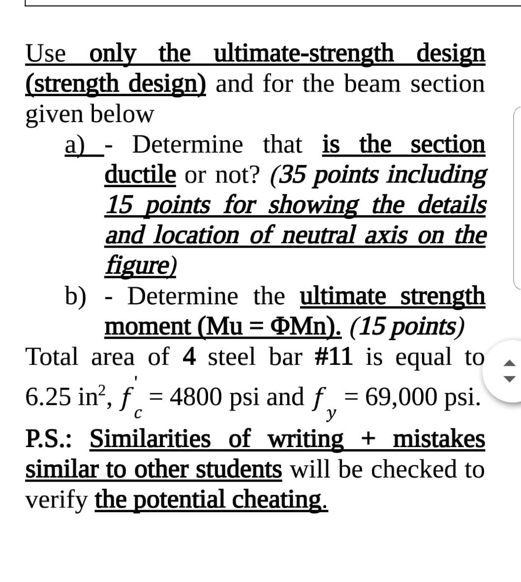 Solved Use only the ultimate-strength design (strength | Chegg.com