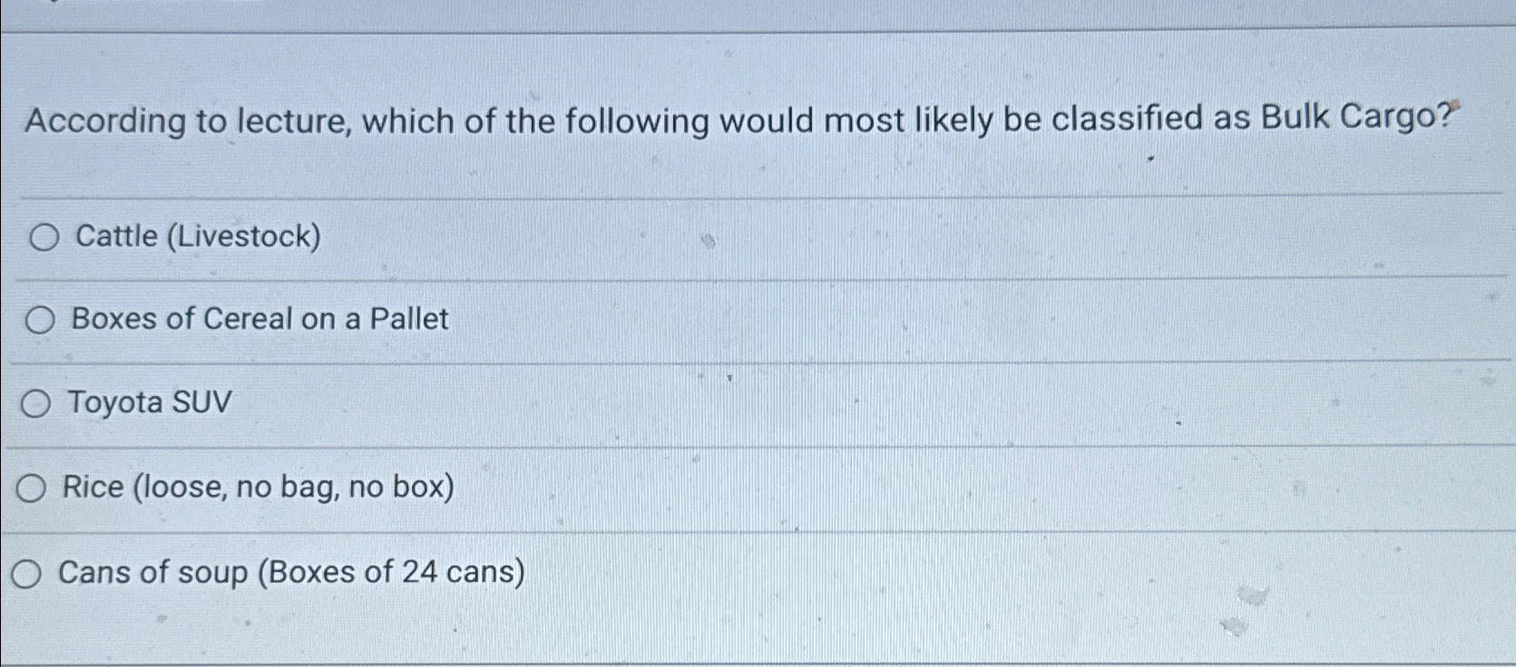 Solved According to lecture, which of the following would | Chegg.com