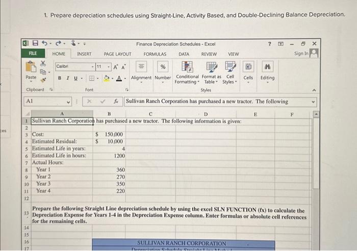 Solved 1. Prepare depreciation schedules using | Chegg.com