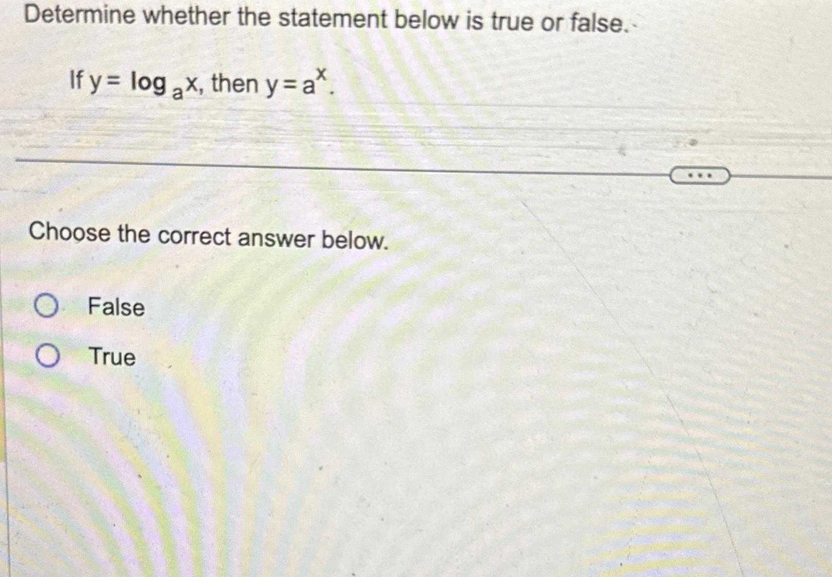 Solved Determine whether the statement below is true or | Chegg.com