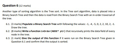 Solved Question 6 (12 marks) Another type of sorting | Chegg.com