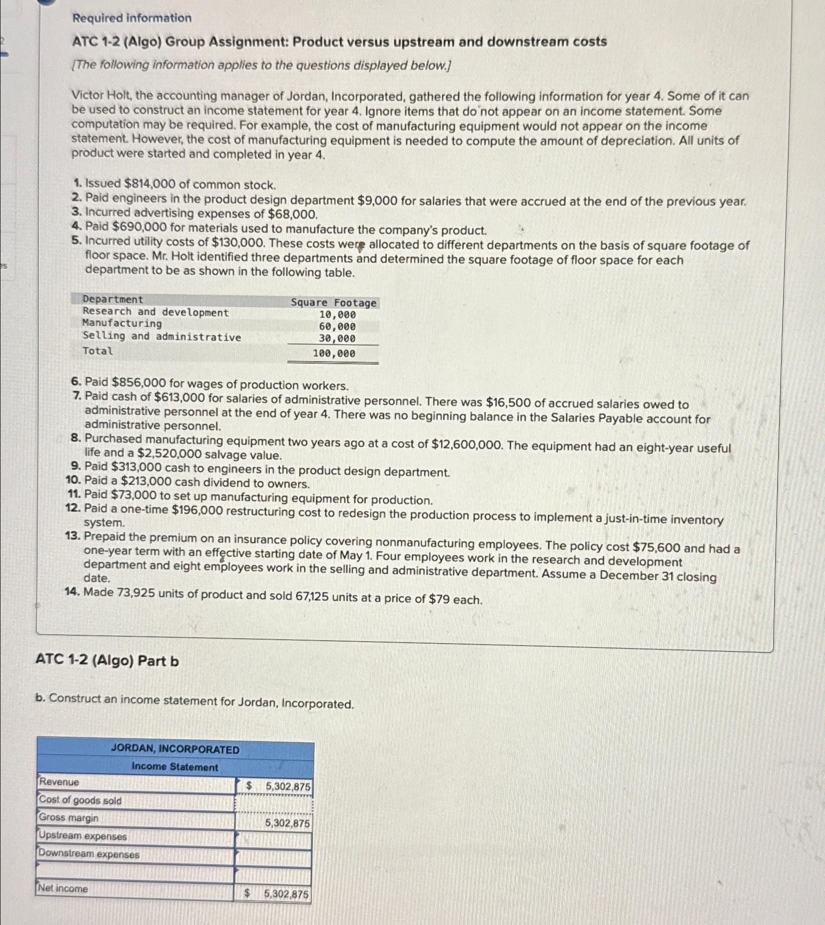 Solved Required informationATC 1-2 (Algo) ﻿Group Assignment: | Chegg.com