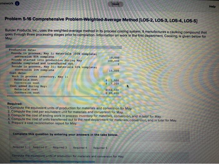 Solved omework Saved Help Problem 5-16 Comprehensive | Chegg.com Solved omework Saved Help Problem 5-16 Comprehensive | Chegg.com