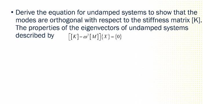 Solved • Derive the equation for undamped systems to show | Chegg.com