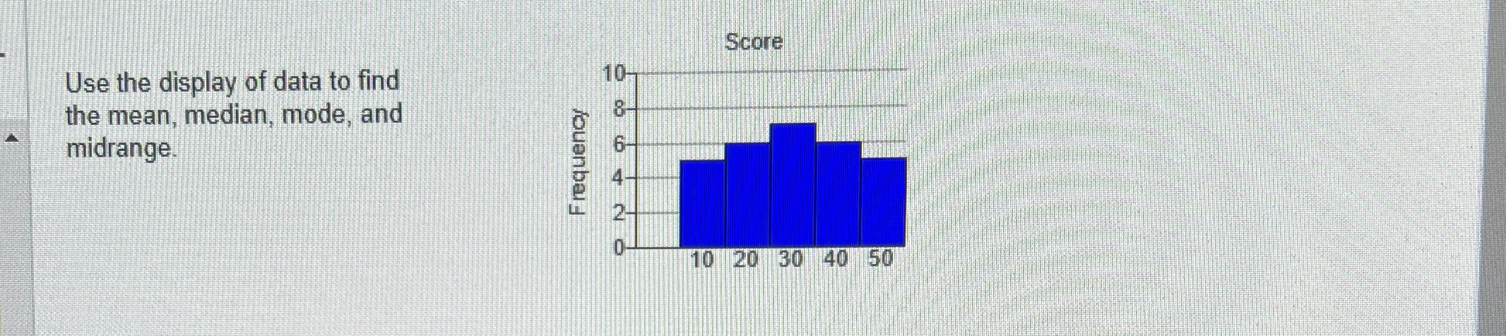 Solved Use the display of data to find the mean, median, | Chegg.com