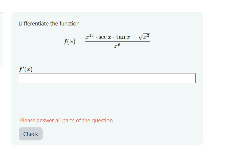 Solved Differentiate the | Chegg.com