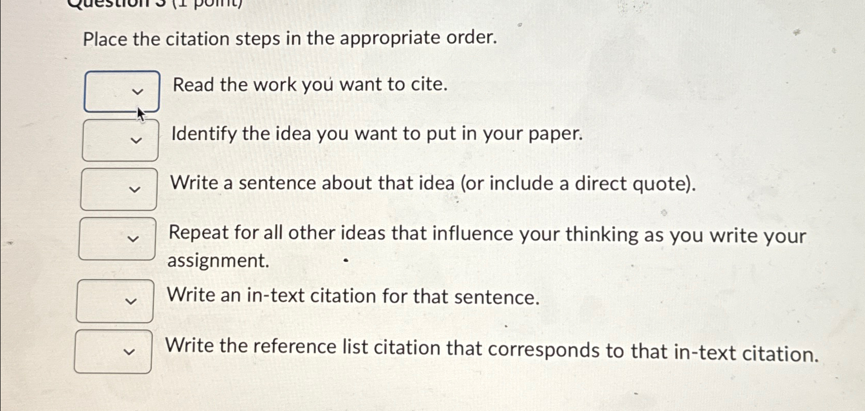 Solved Place the citation steps in the appropriate | Chegg.com