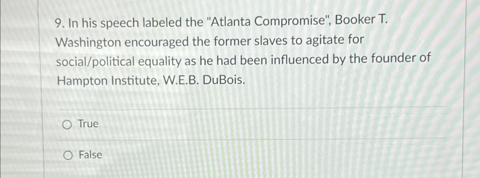 Solved In his speech labeled the "Atlanta Compromise", | Chegg.com
