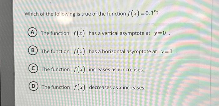 Solved Which of the following is true of the function | Chegg.com