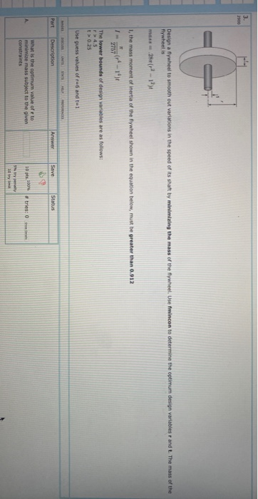 Solved e flywheel. Use fmincon to determine the optimum | Chegg.com