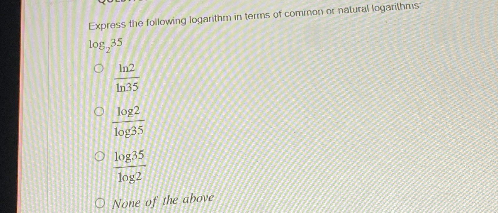 Solved Express the following logarithm in terms of common or | Chegg.com