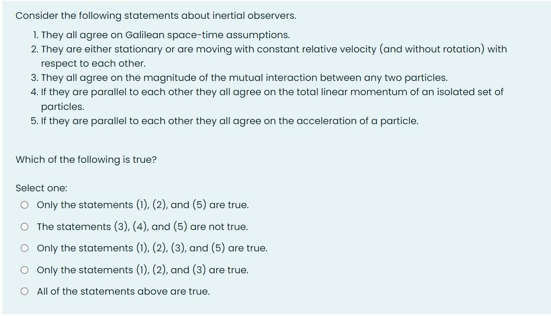 Solved Consider the following statements about inertial | Chegg.com