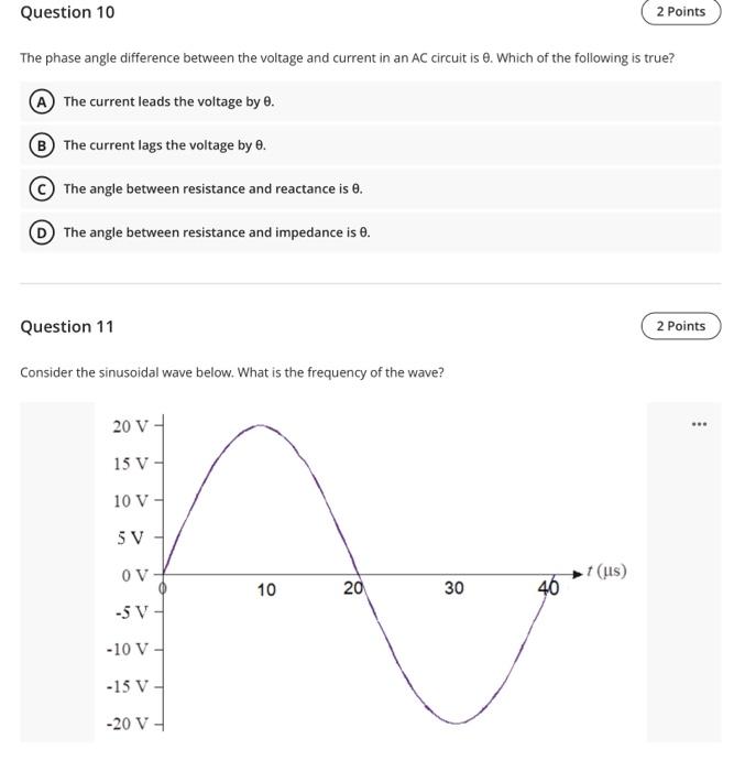 Solved Question 8 2 Points An AC source has a sinusoidal | Chegg.com