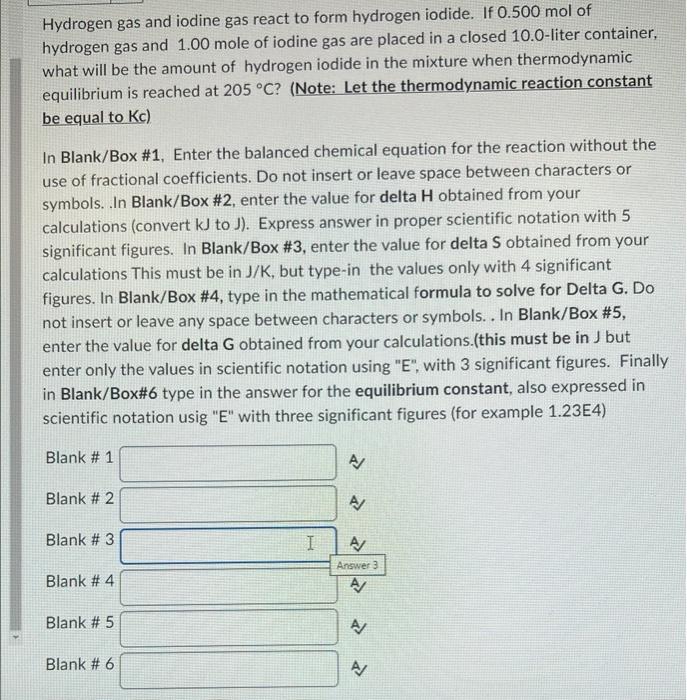 Hydrogen gas and iodine gas react to form hydrogen | Chegg.com