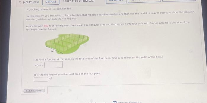 Solved 7. [-/2 Points] DETAILS SPRECALC7 2.FOM.022. A | Chegg.com