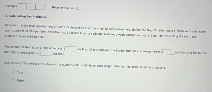 Solved 5. Calculating tax incidence Suppose that the local | Chegg.com