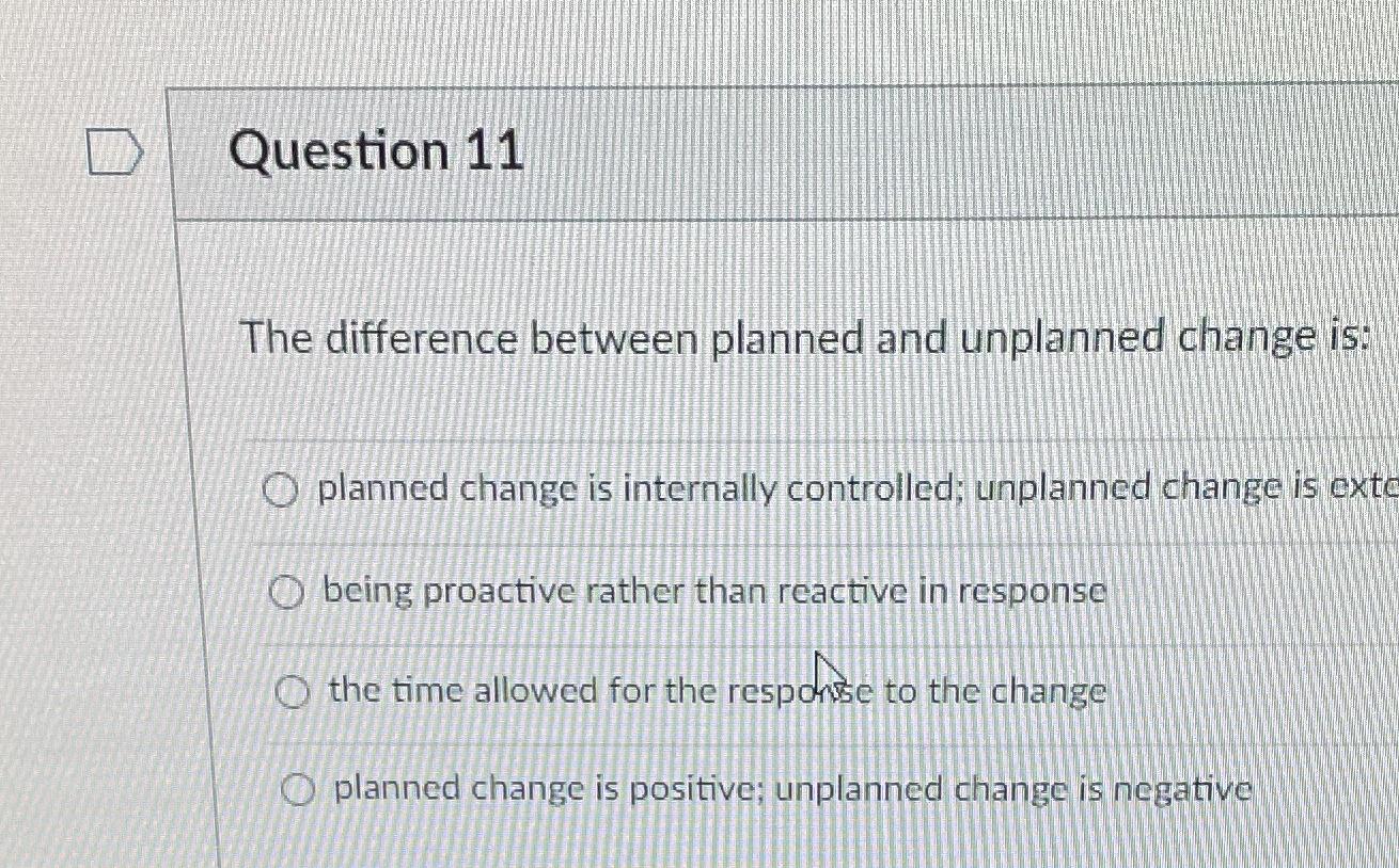 Solved Question 11The difference between planned and | Chegg.com