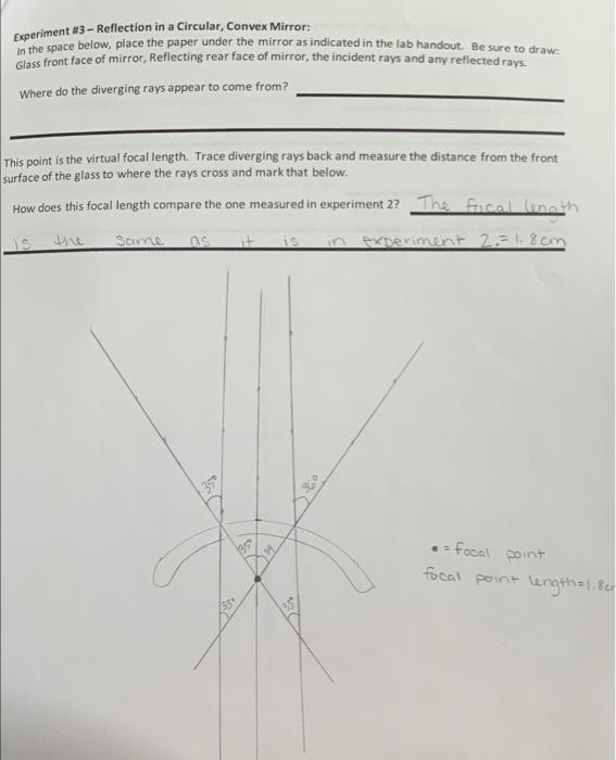 Solved Experiment #3 - Reflection in a Circular, Convex | Chegg.com