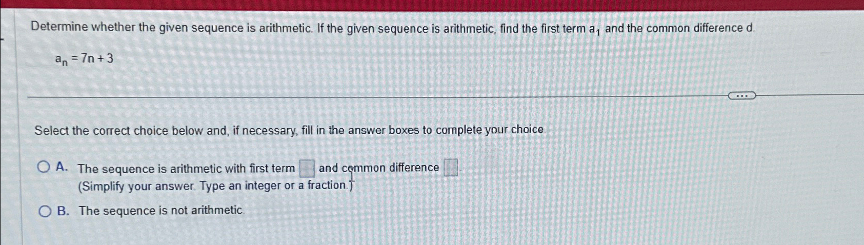 Solved Determine whether the given sequence is arithmetic. | Chegg.com
